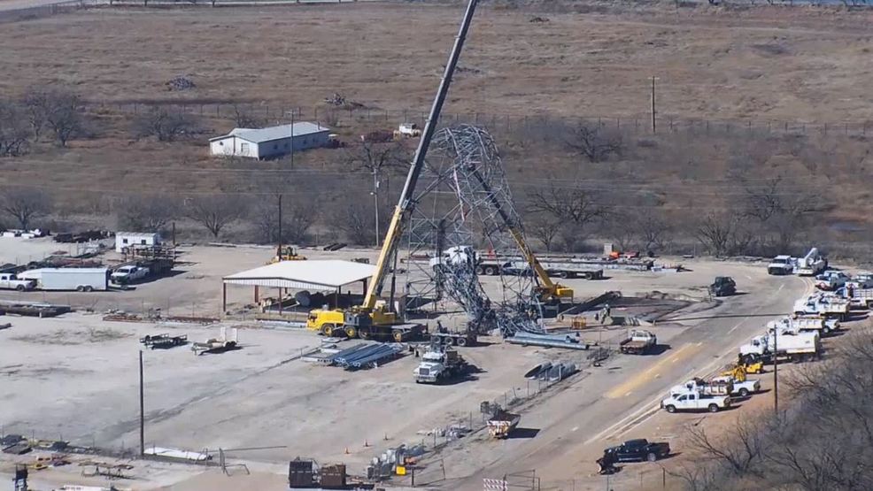 Mangled communications tower behind TxDOT Abilene being demolished ...